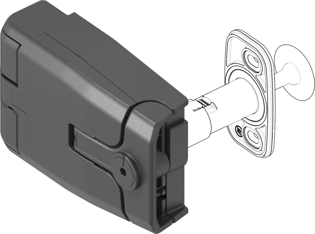 Latch-Hinge with pressure relief, insert hexagon female SW 4, Polyamide ...